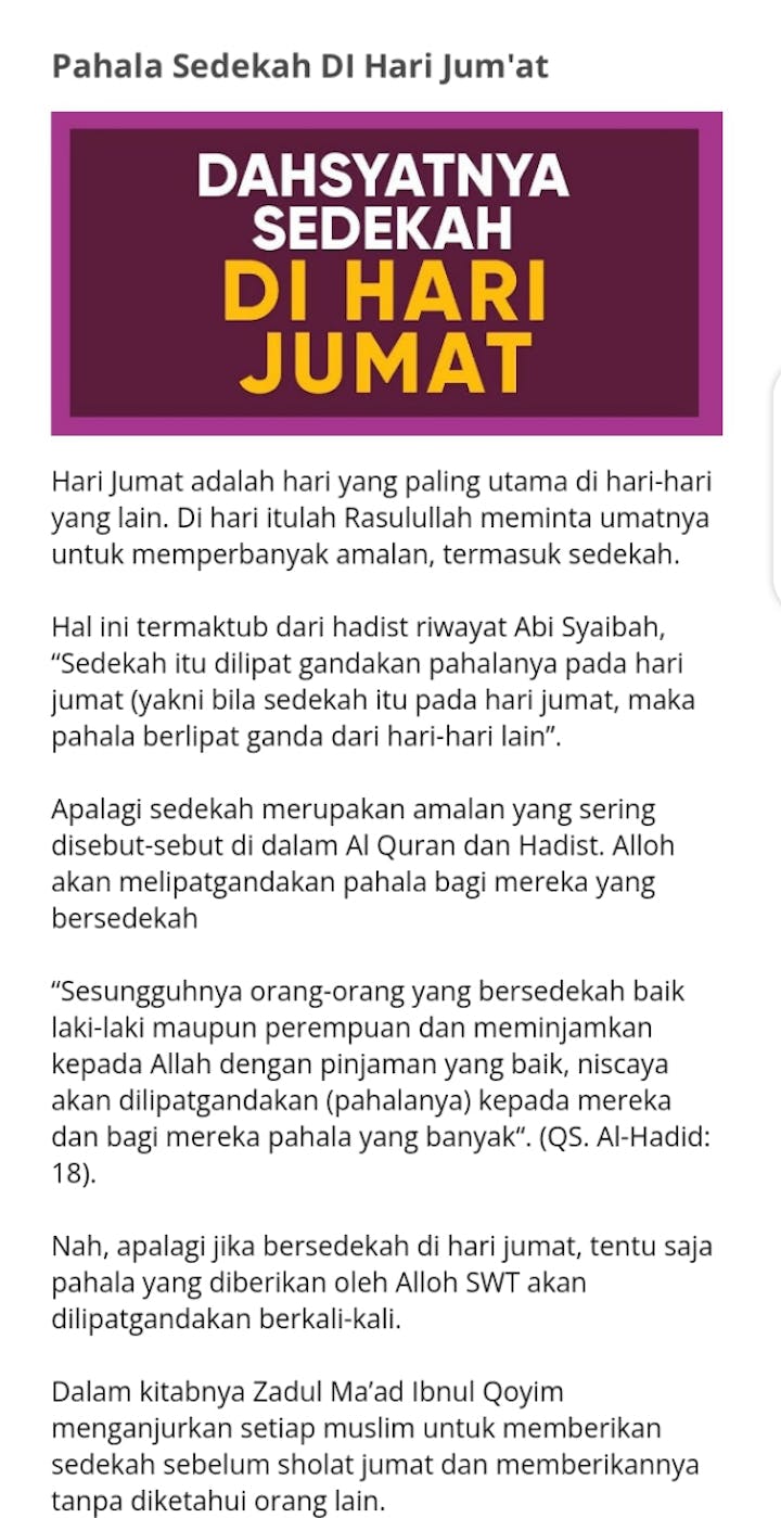 Bersedekah di hari Jumat paling utama