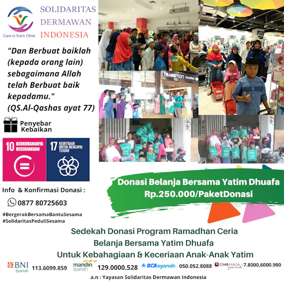 Gerakan Berbagi Kebahagiaan Donasi Belanja Bersama 100 Anak Yatim Dhuafa