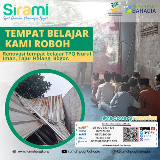 Renovasi Ruang Belajar TPQ Atap roboh, anak2 tidak bisa mengaji